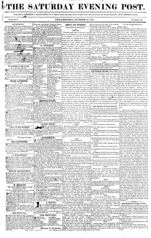 October 20, 1821 Archives | The Saturday Evening Post