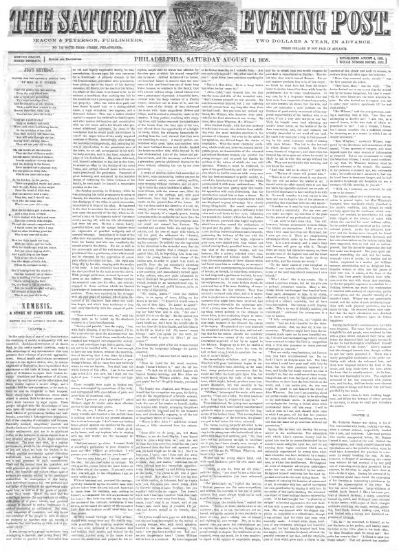 August 14, 1858 | The Saturday Evening Post