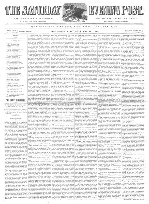 March 17, 1860 | The Saturday Evening Post