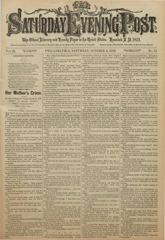October 6, 1883 Archives | The Saturday Evening Post