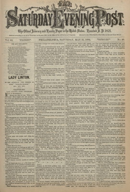 May 31, 1884 | The Saturday Evening Post