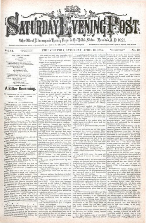 April 18, 1885 | The Saturday Evening Post