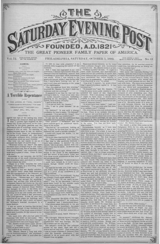 October 1, 1892 | The Saturday Evening Post