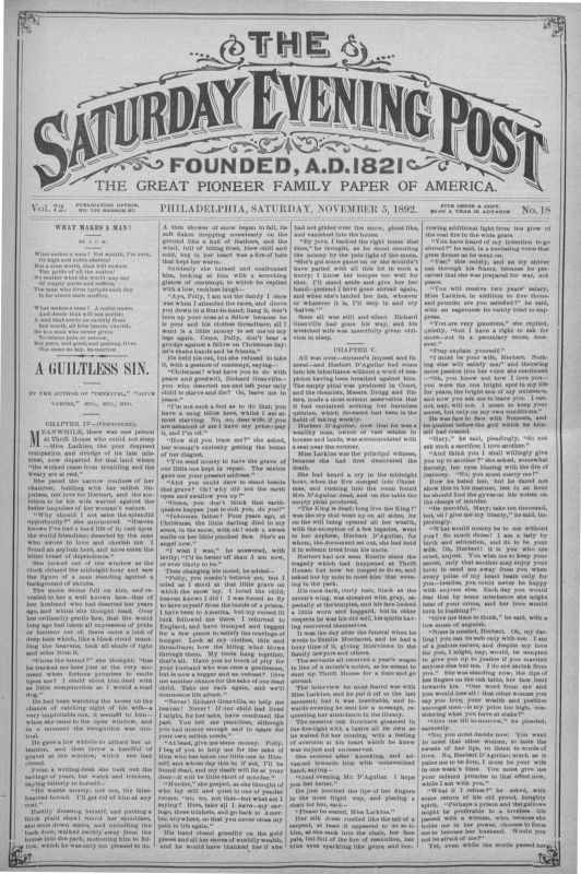 November 5, 1892 | The Saturday Evening Post