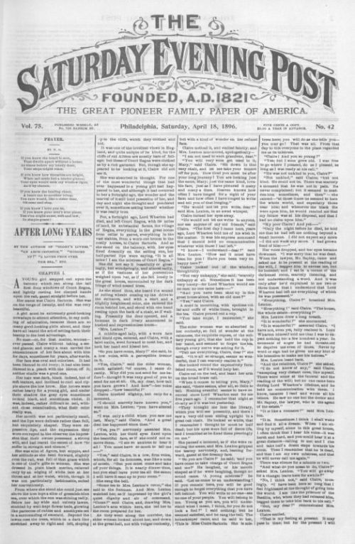 April 18, 1896 | The Saturday Evening Post