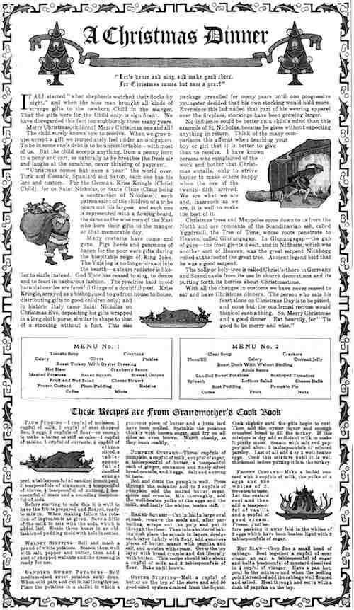 Menus for a Christmas Dinner, 1913 Style | The Saturday Evening Post
