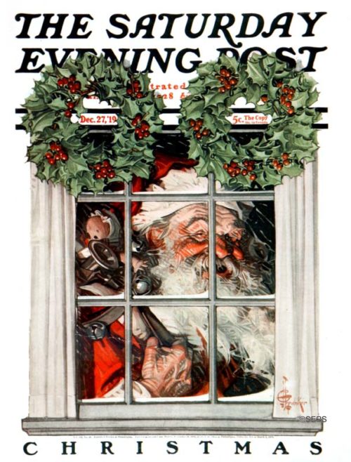 Santa Behind Window | The Saturday Evening Post