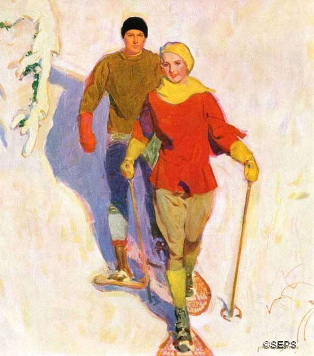 Couple Wearing Snowshoes | The Saturday Evening Post