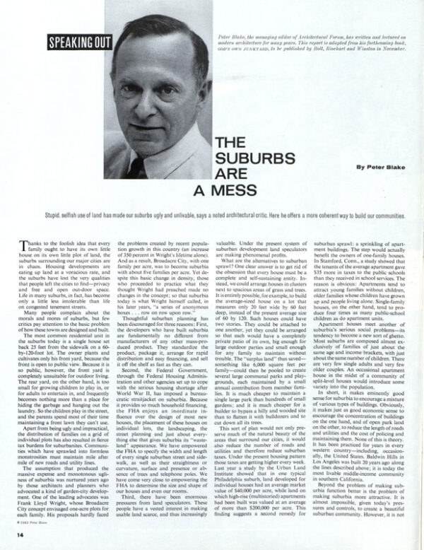 From the 1963 Archive: The Problem with the Suburbs | The Saturday ...
