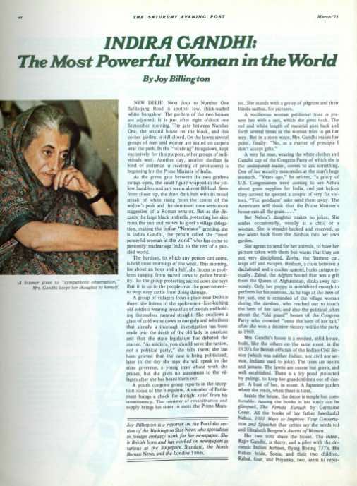 Indira Gandhi: The First Iron Lady of Politics | The Saturday Evening Post