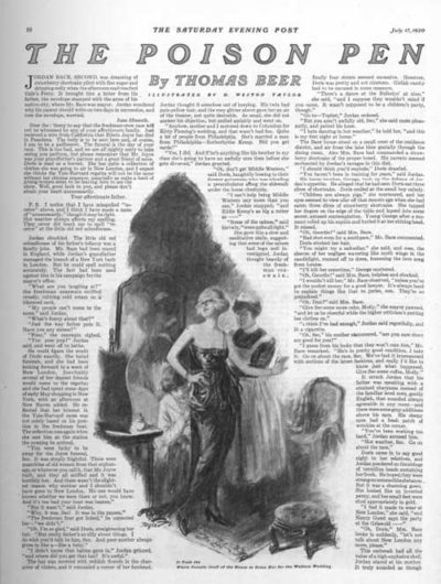 “The Poison Pen” by Thomas Beer | The Saturday Evening Post