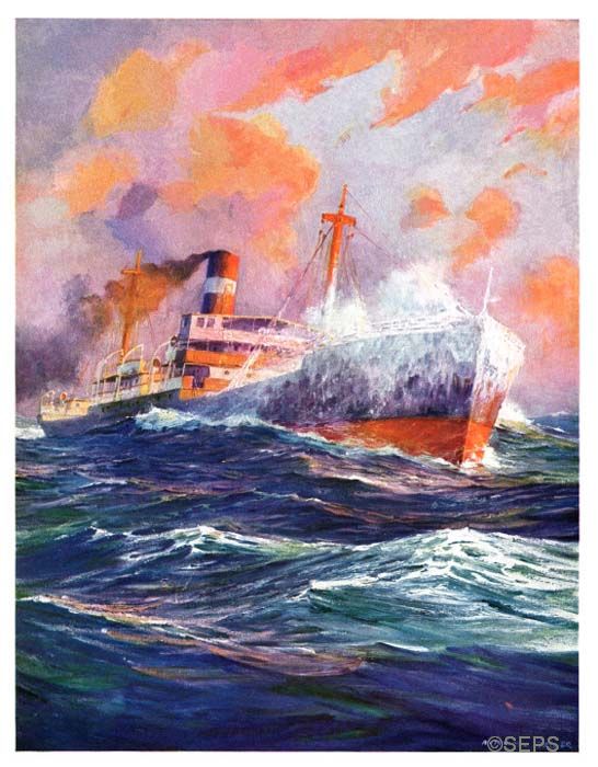 Wave Breaks over Steamer | The Saturday Evening Post