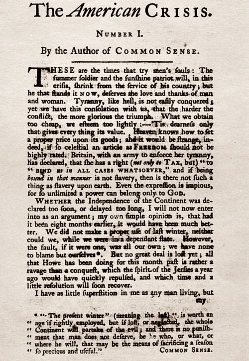 Considering History: Thomas Paine’s The Crisis and Finding Hope in the ...