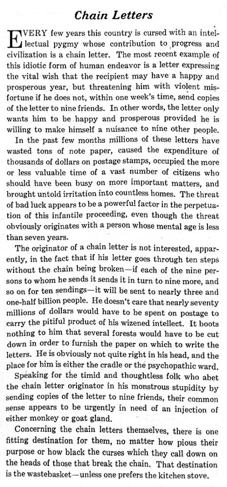 The Perpetual Annoyance of Chain Letters | The Saturday Evening Post
